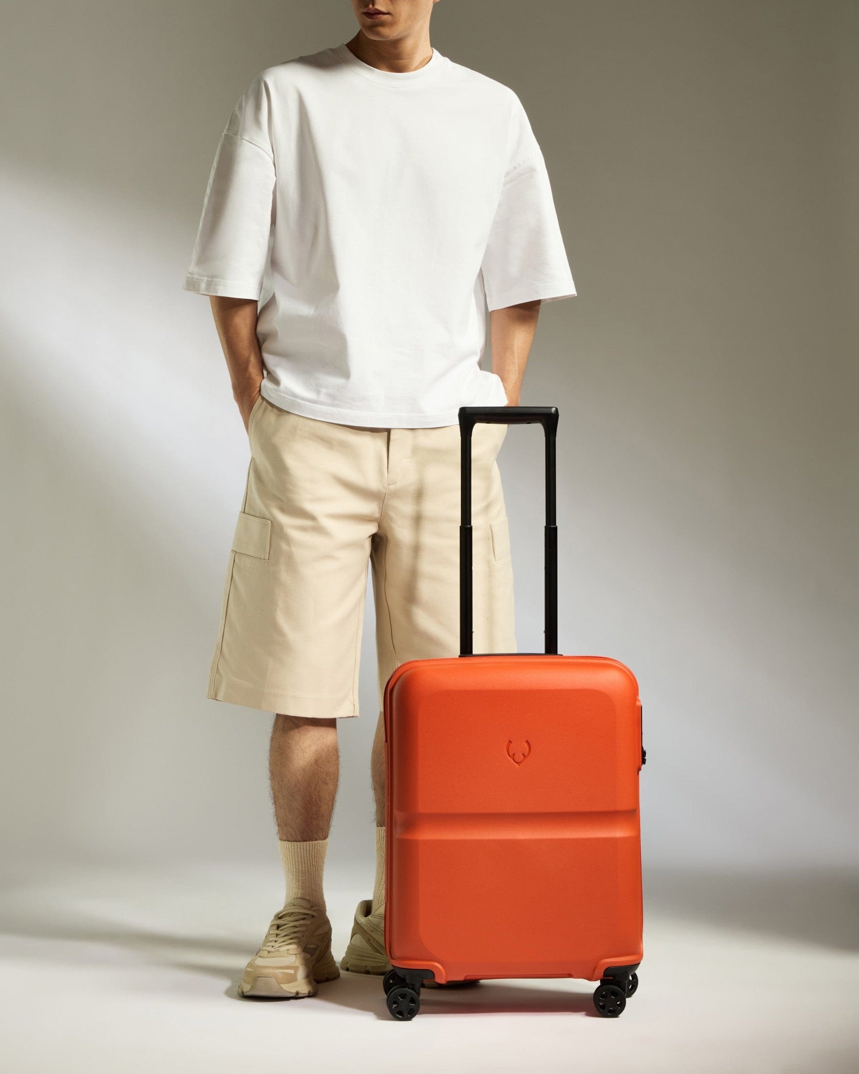 Cabin Suitcase in Orange - Single Stripe | Cabin Bag & Hard Luggage ...