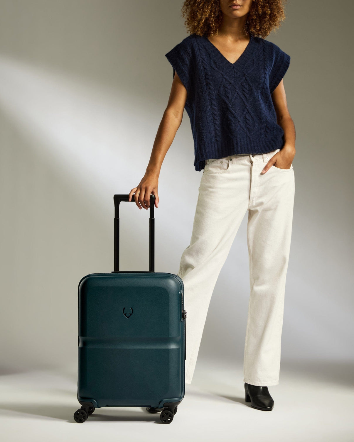 Cabin Suitcase in Navy - Single Stripe | Cabin Bag & Hard Luggage ...