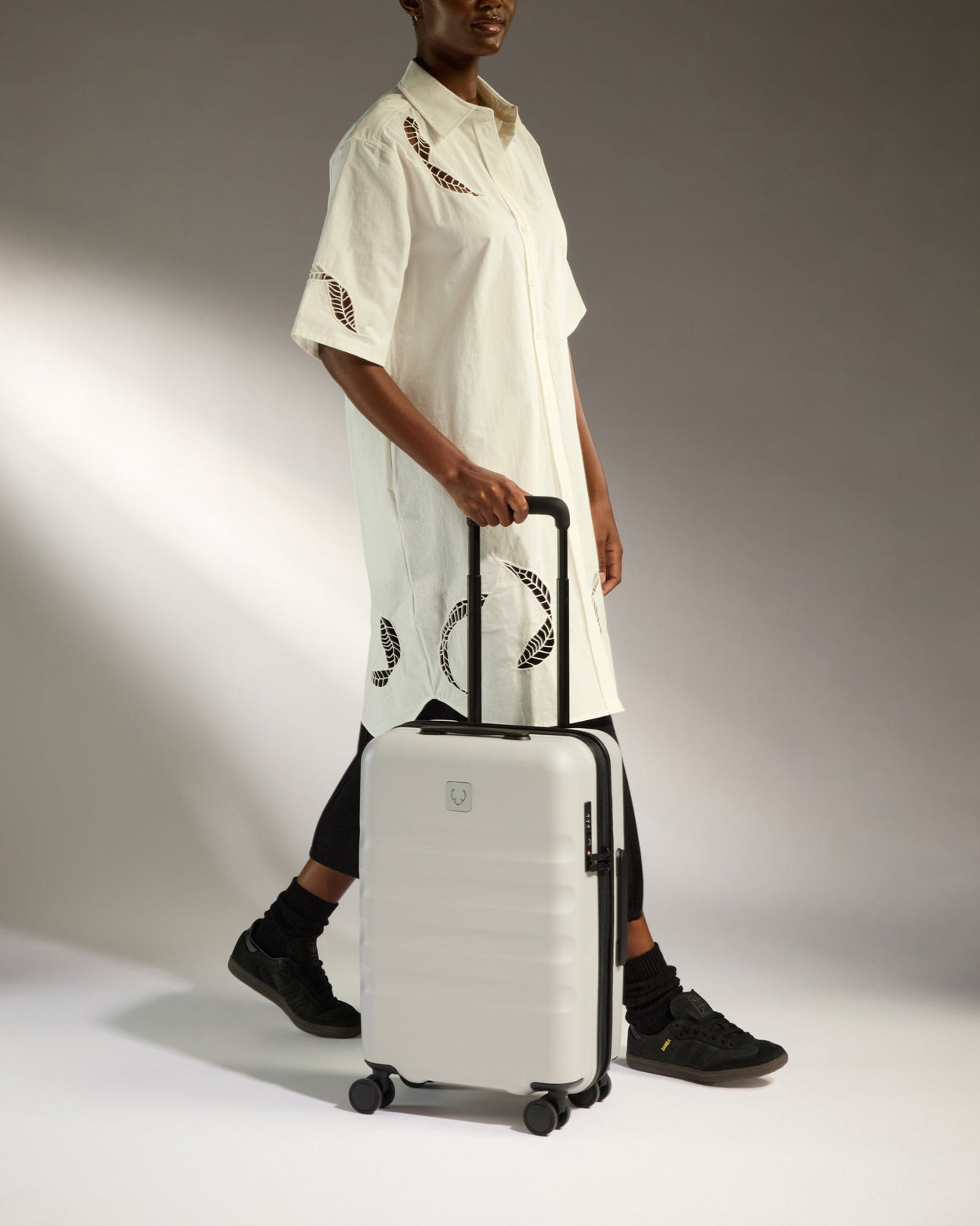 Large Cabin Suitcase in Taupe - Icon Stripe | Lightweight & Hard Shell ...