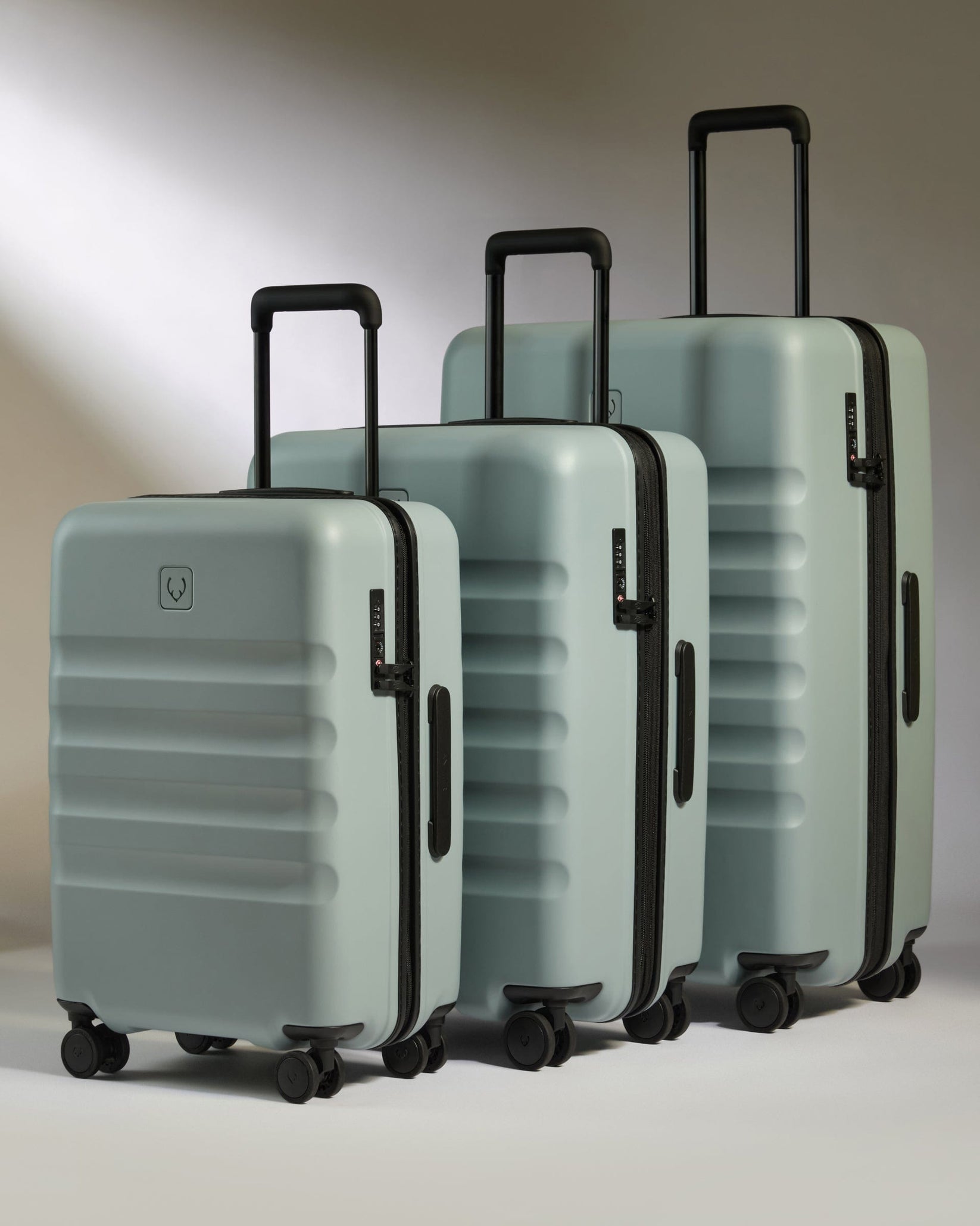 Large Cabin Suitcase Set in Mist Blue - Icon Stripe | Lightweight ...