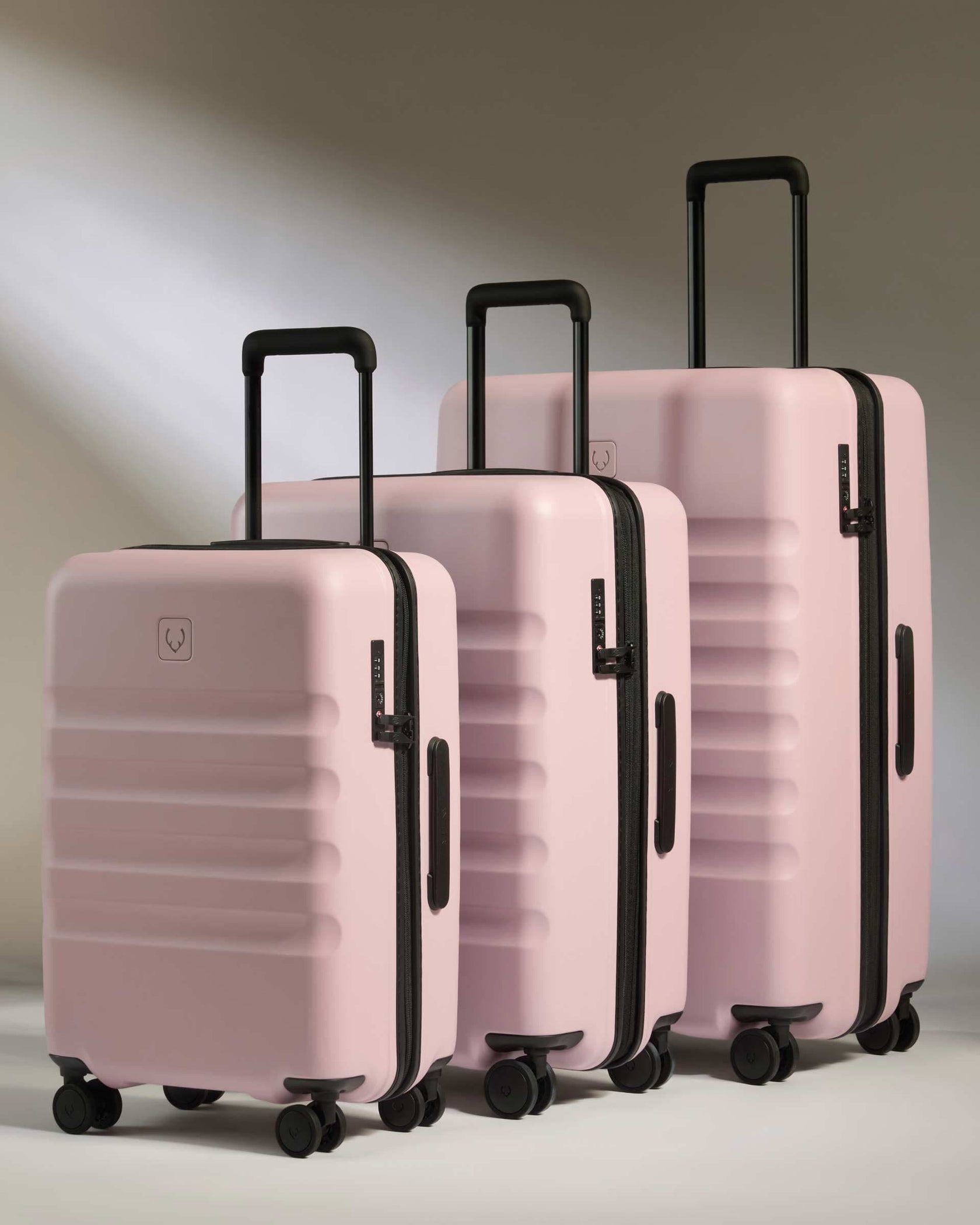 Large Cabin Suitcase Set in Moorland Pink - Icon Stripe | Lightweight ...