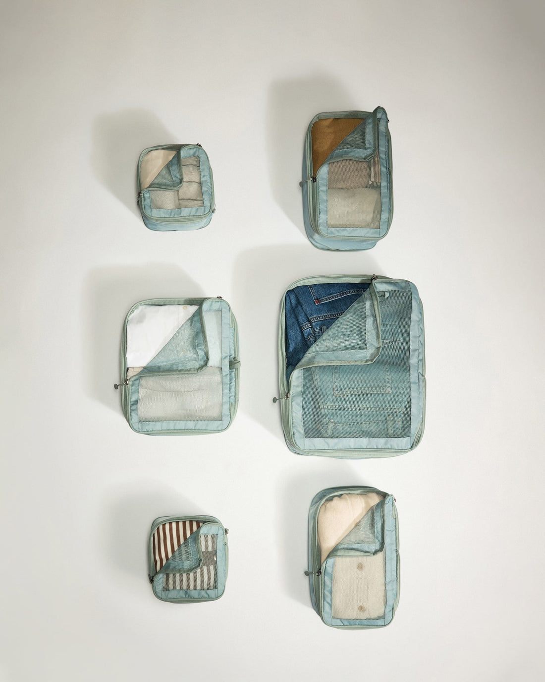 Packing Cubes in Mist Blue Set of 6 | Travel Accessories | Packing ...