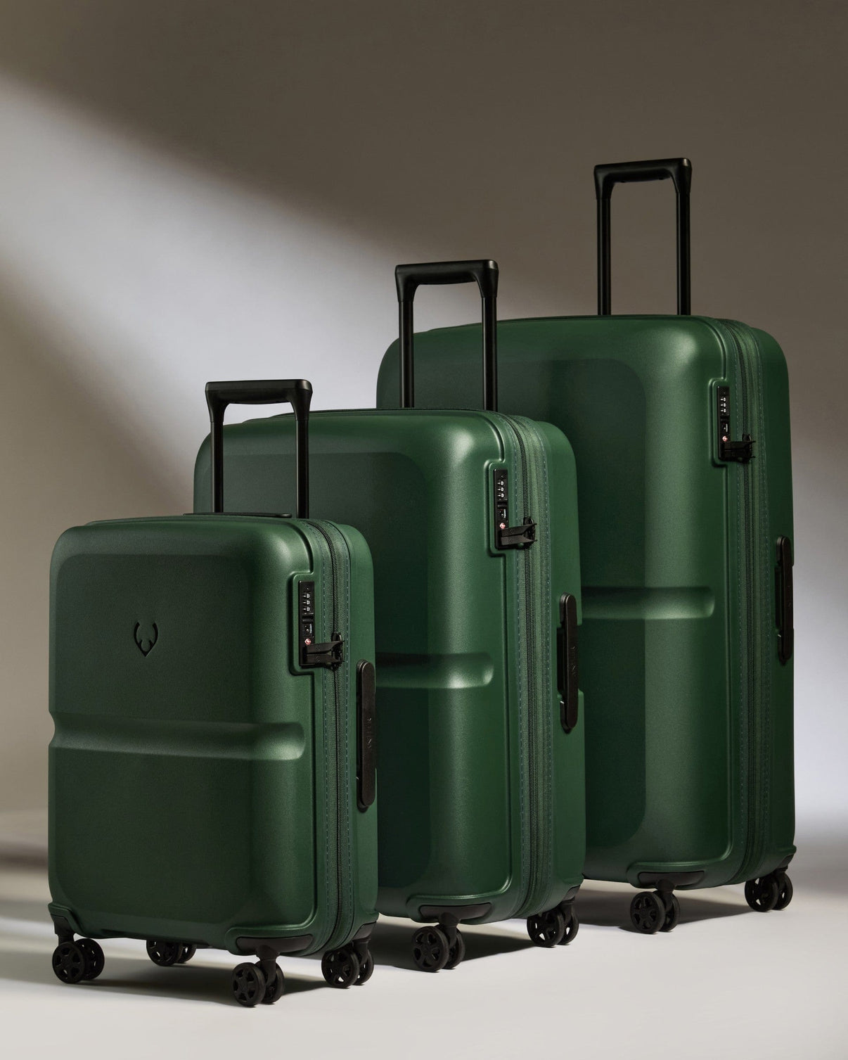 Suitcase Set in Green - Single Stripe | Cabin Luggage & Large Suitcases ...