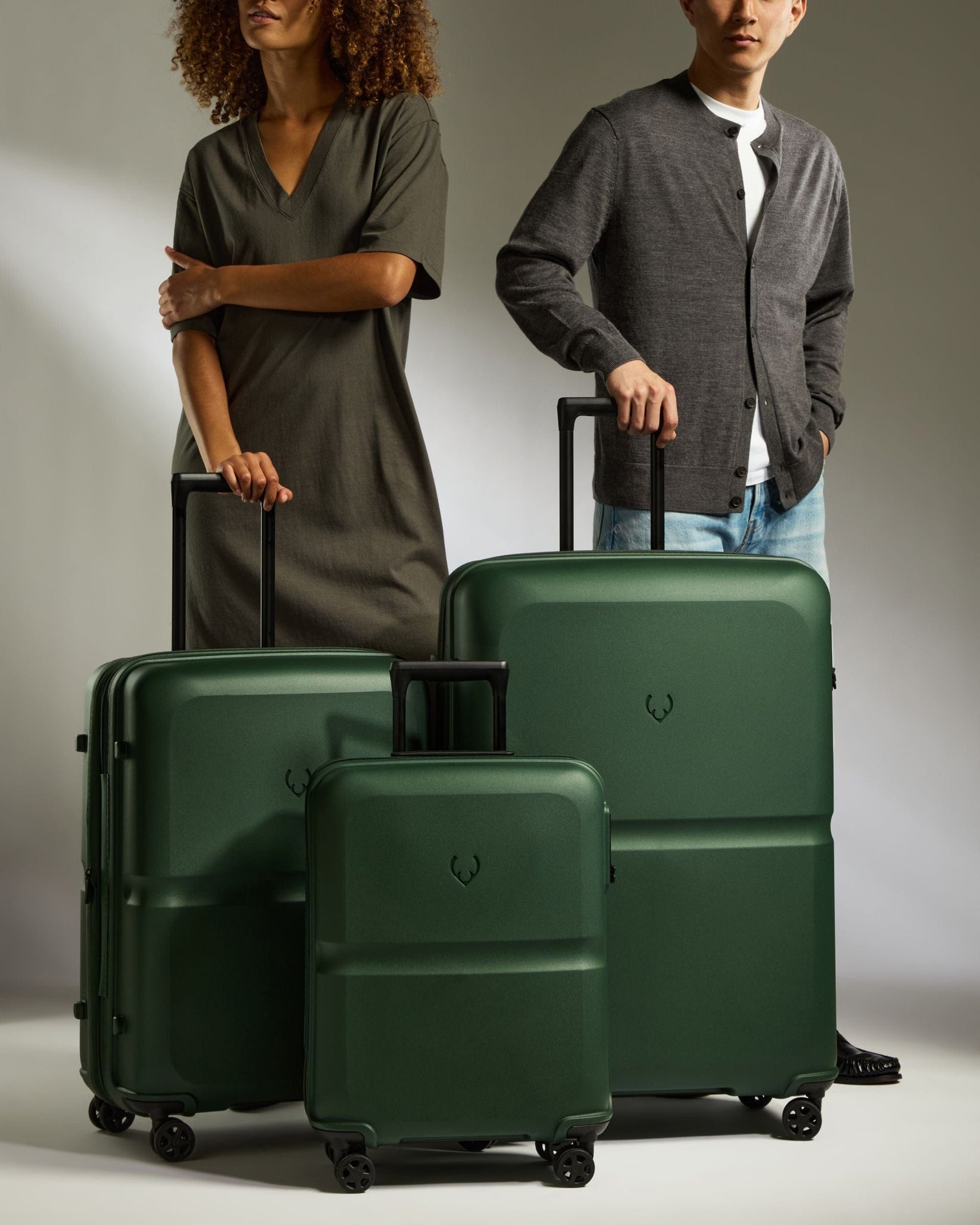 Suitcase Set in Green - Single Stripe | Cabin Luggage & Large Suitcases ...